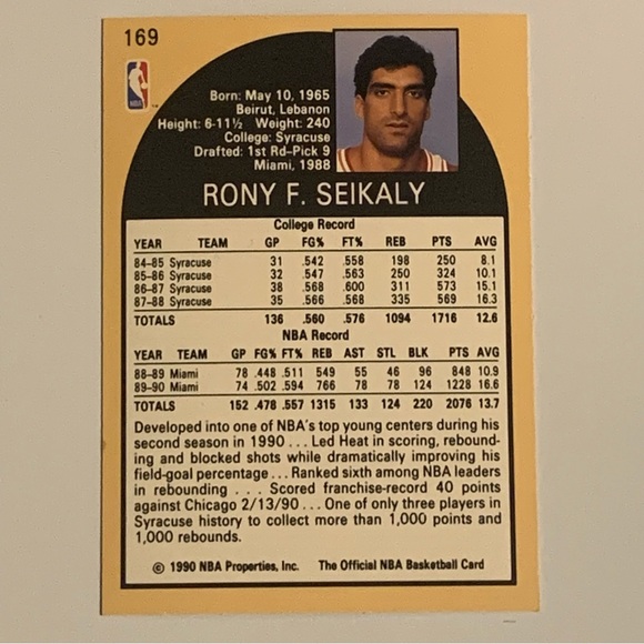 NBA HOOPS | Toys | 99 Nba Hoops Miami Heat Rony Seikaly 169 | Poshmark